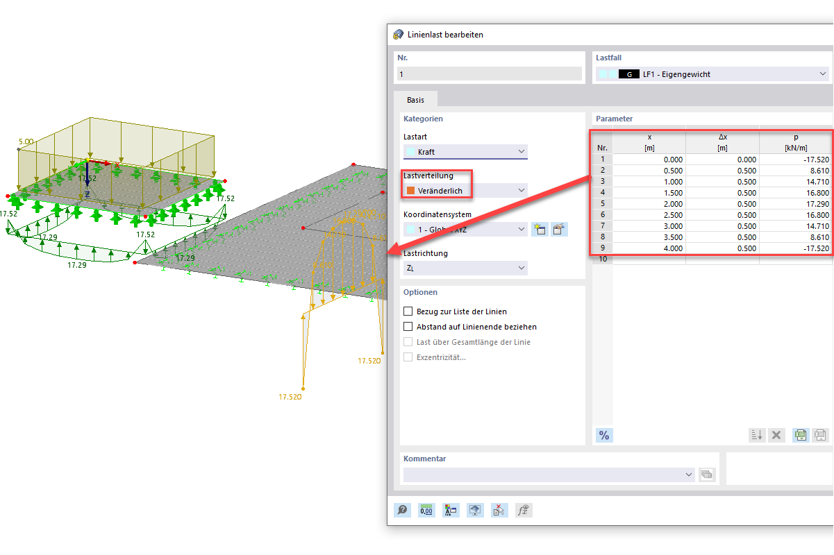 Lagerkraft als Last übernehmen