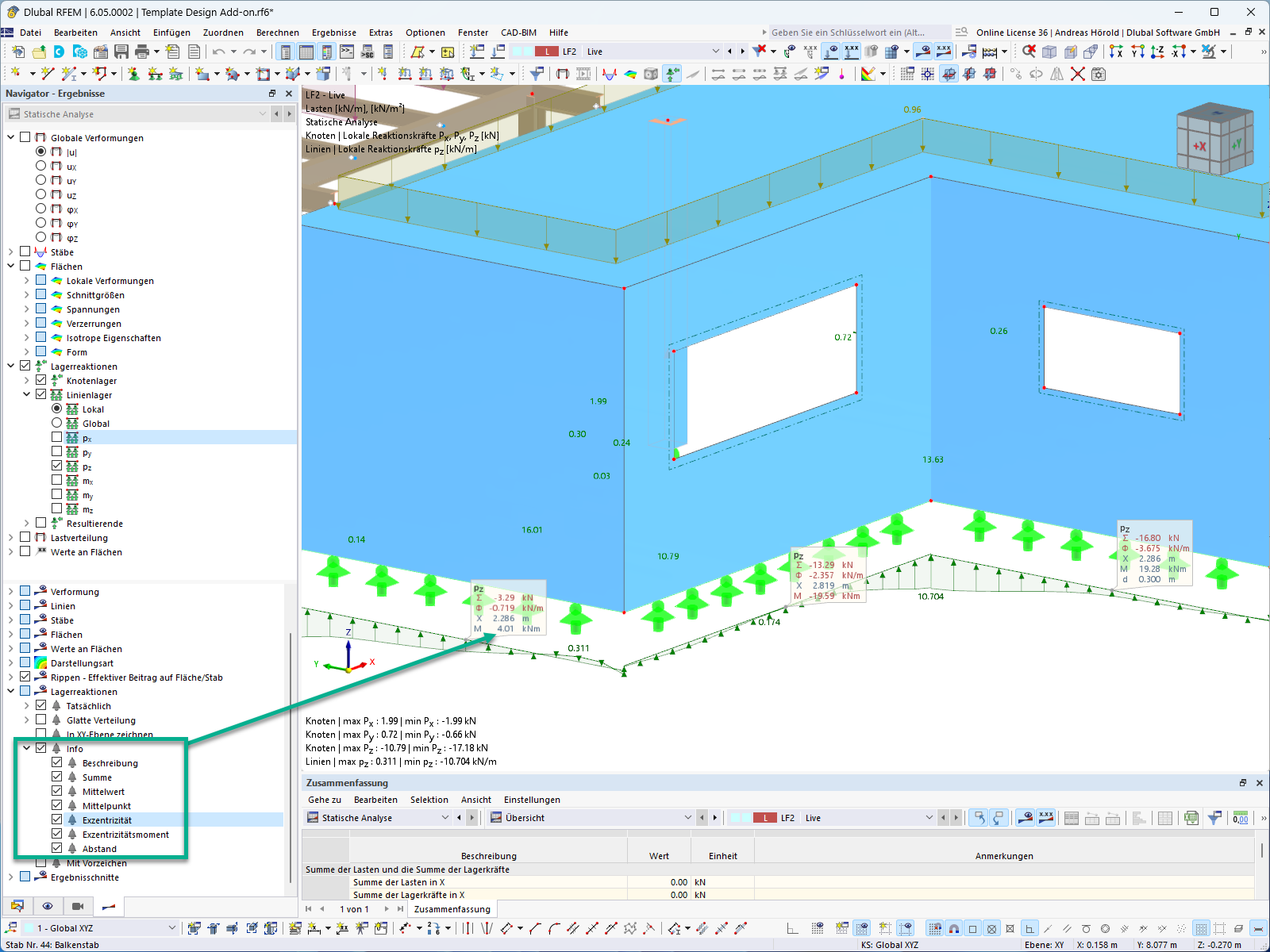 Informationsblasen für Linienlager