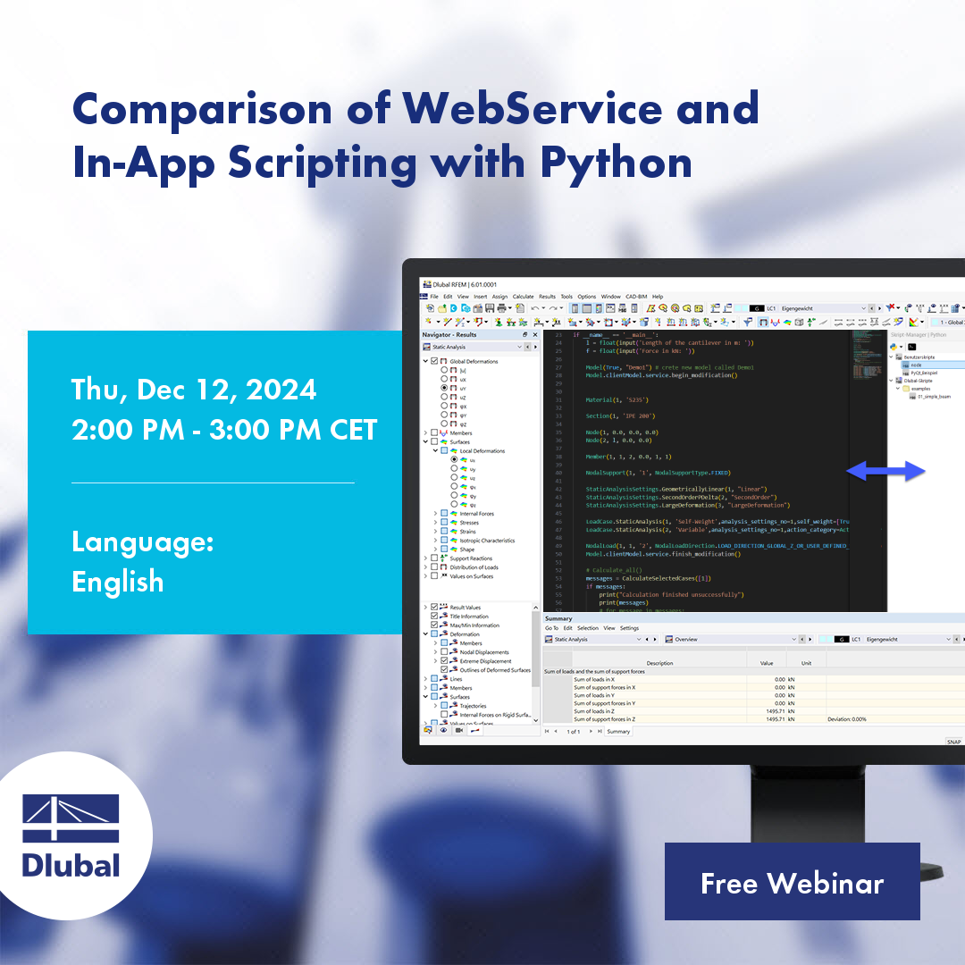Webinar | Vergleich von WebService und In-App-Scripting mit Python in RFEM 6