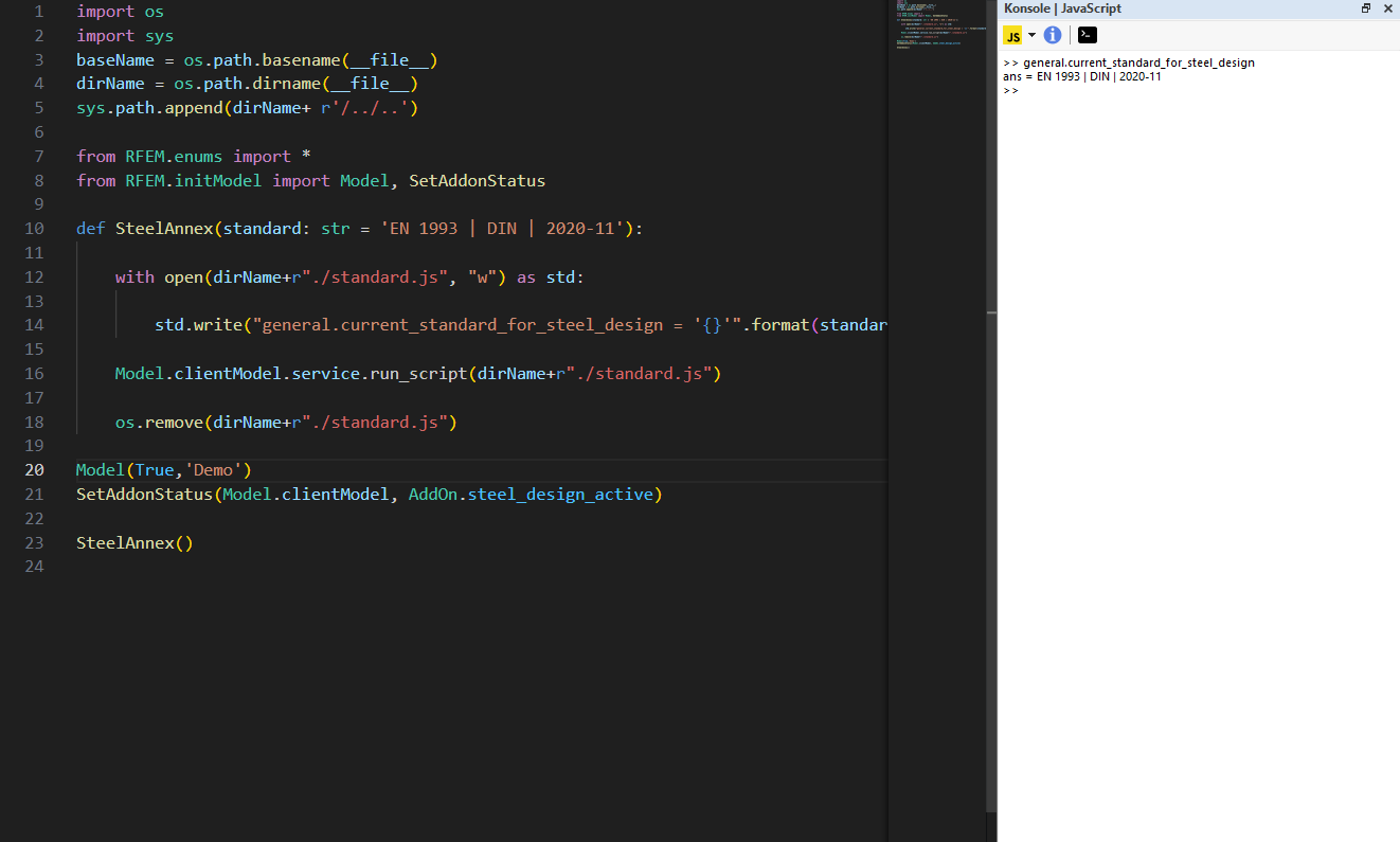 Änderung der verwendeten Norm mithilfe von Python