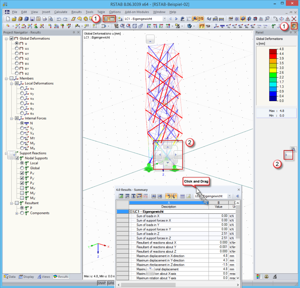 Arrangement of Project Navigator, Table, and Panel