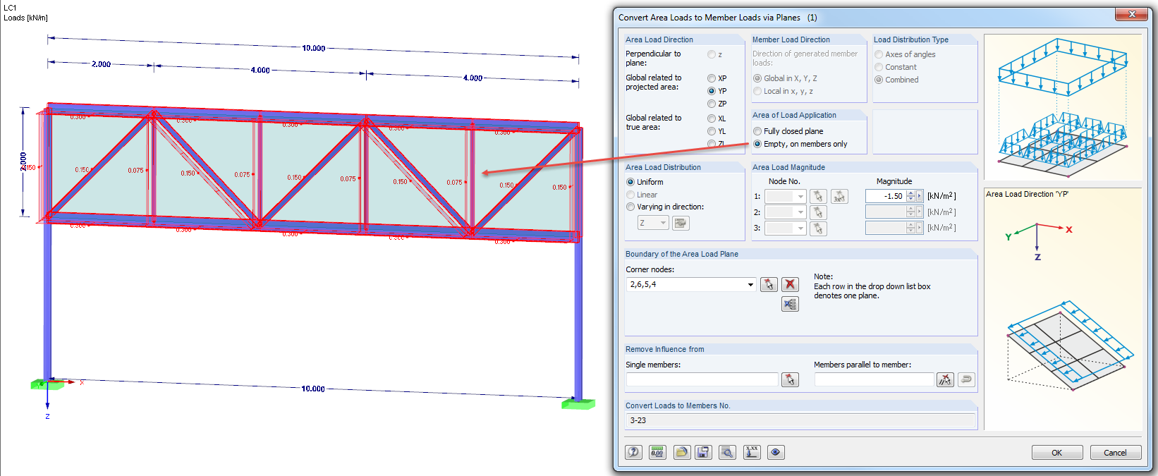 Area of Load Application for Generated Loads