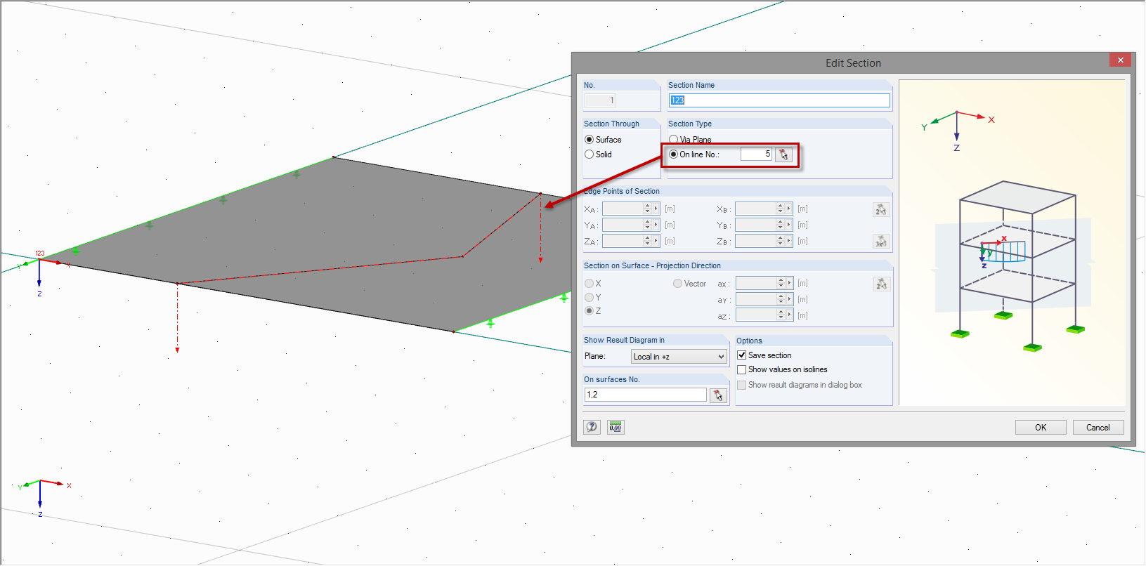 Sections on Non-Straight Lines