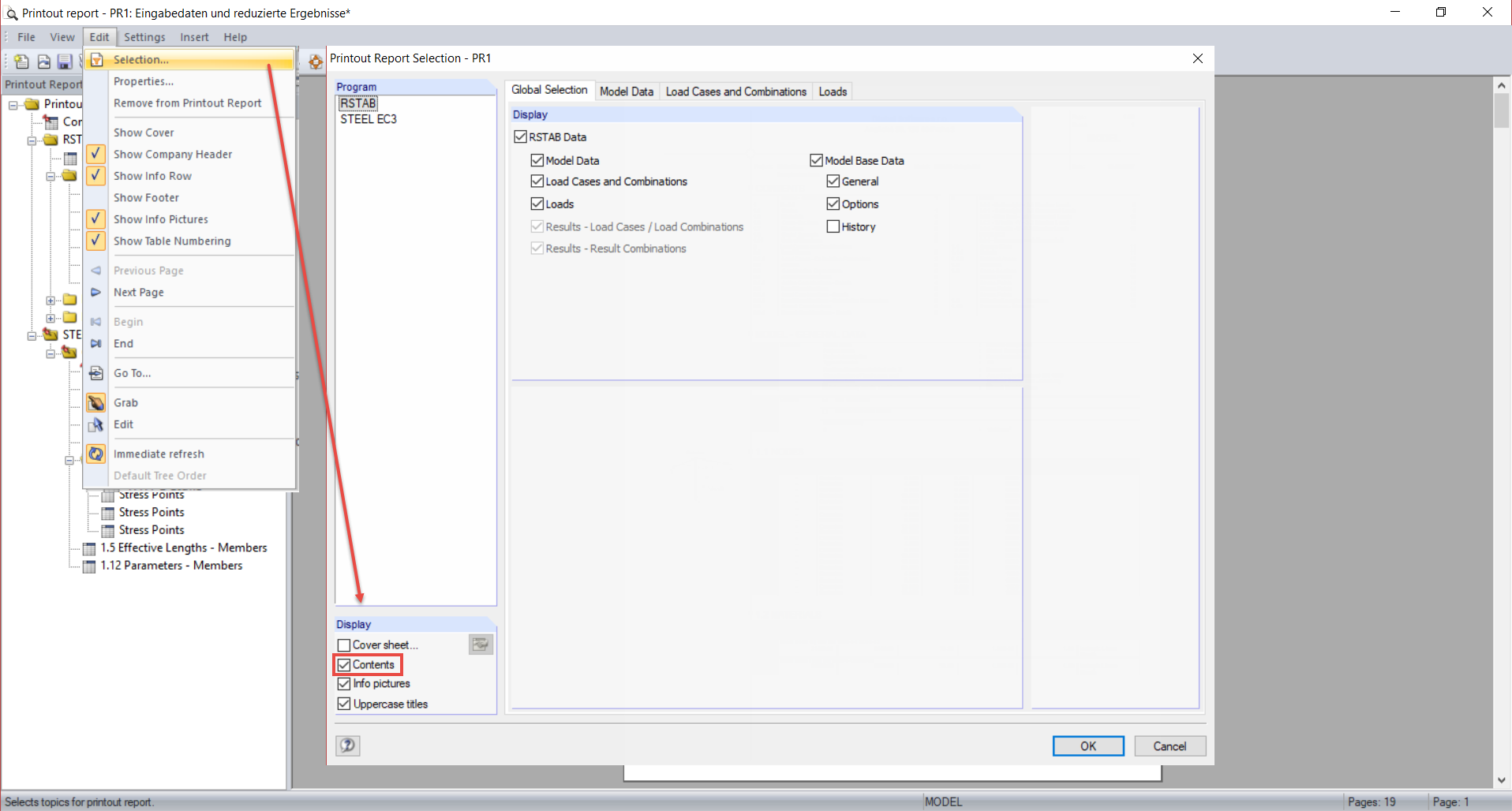 Contents in Two Columns in Printout Report