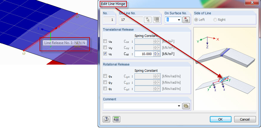 Graphical Display of Line Release Orientation