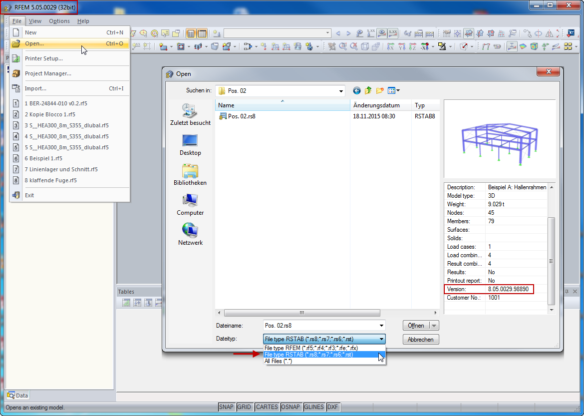 Opening and Editing RSTAB File in RFEM