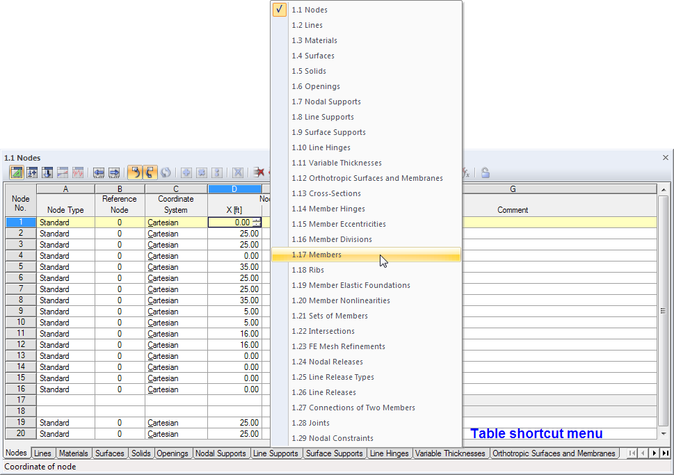 Quick Access to Tables