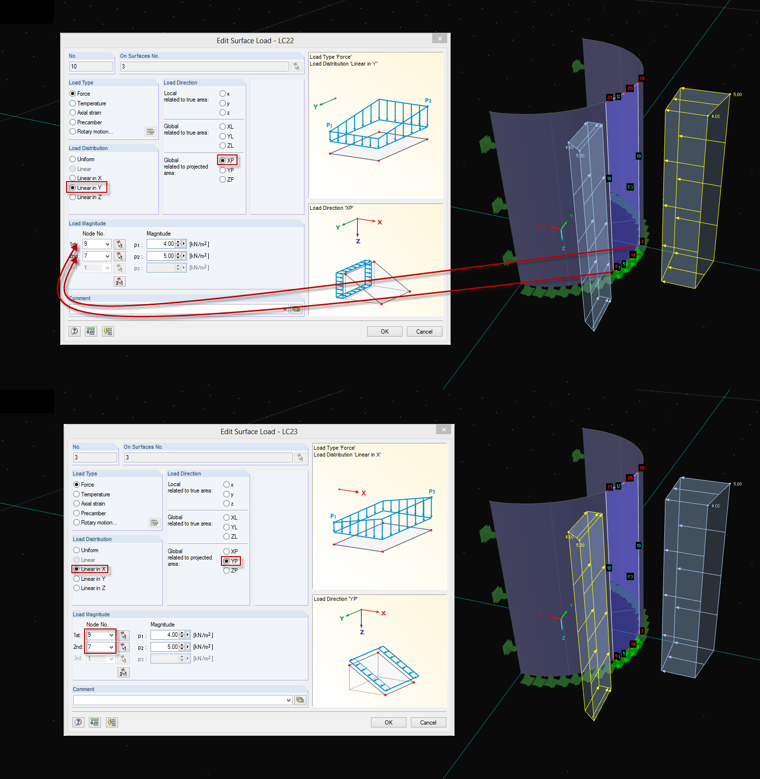 Applying Variable Surface Loads to Curved Surfaces
