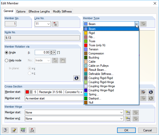 Member Type in RFEM/RSTAB – Definition and Application