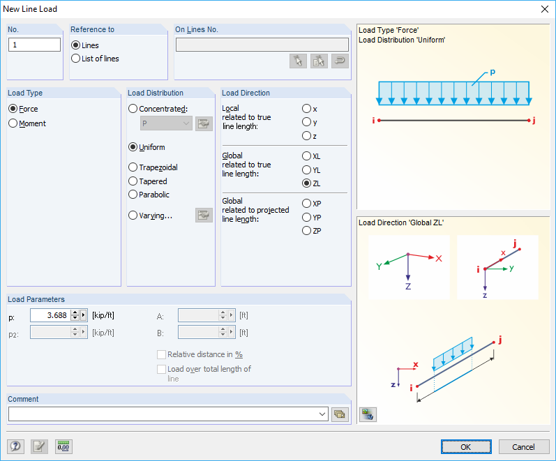 Line Loads in RFEM – Definition and Input of Forces and Moments