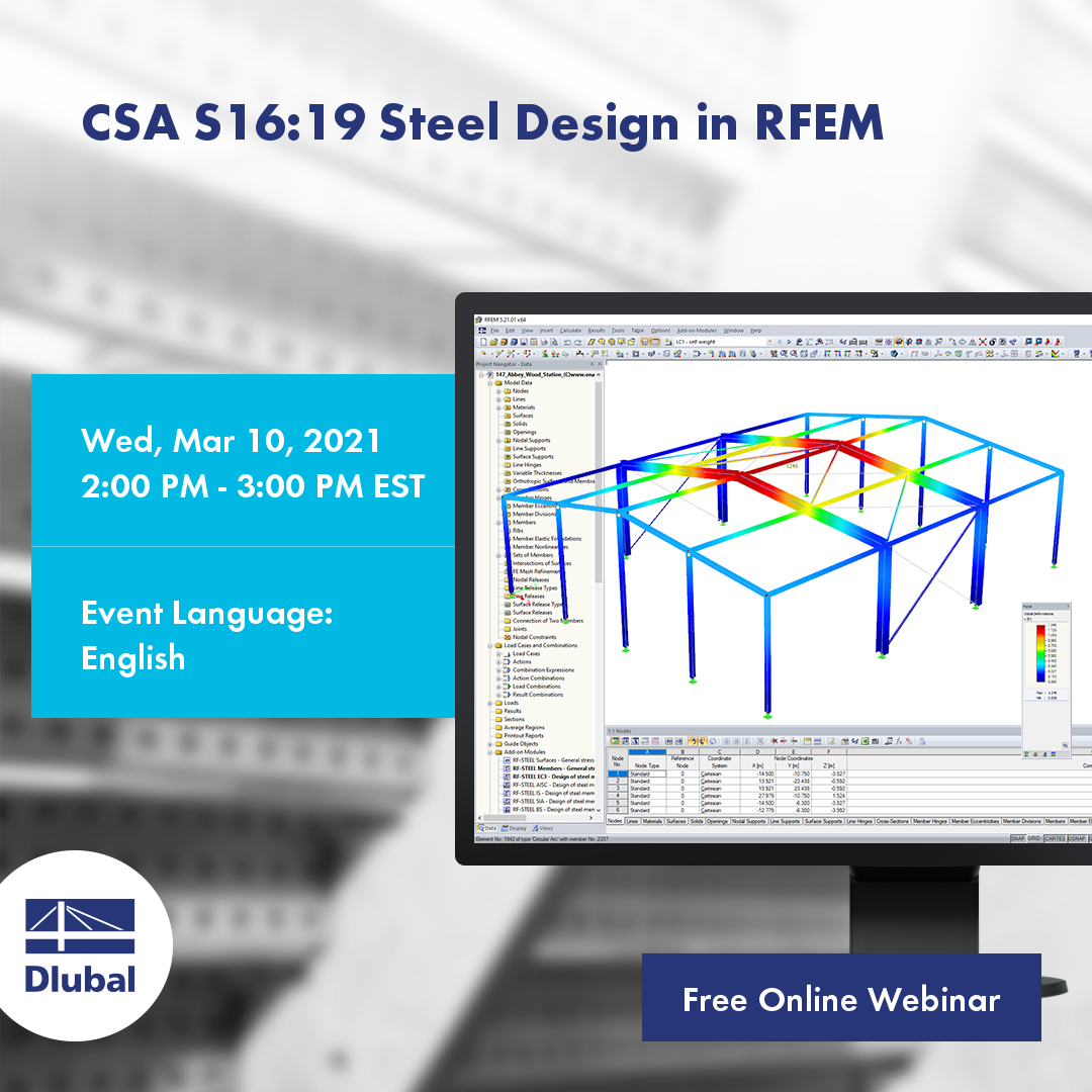 Webinar | CSA S16:19 Steel Design in RFEM | Wed, Mar 10, 2021 | 2:00 PM ...