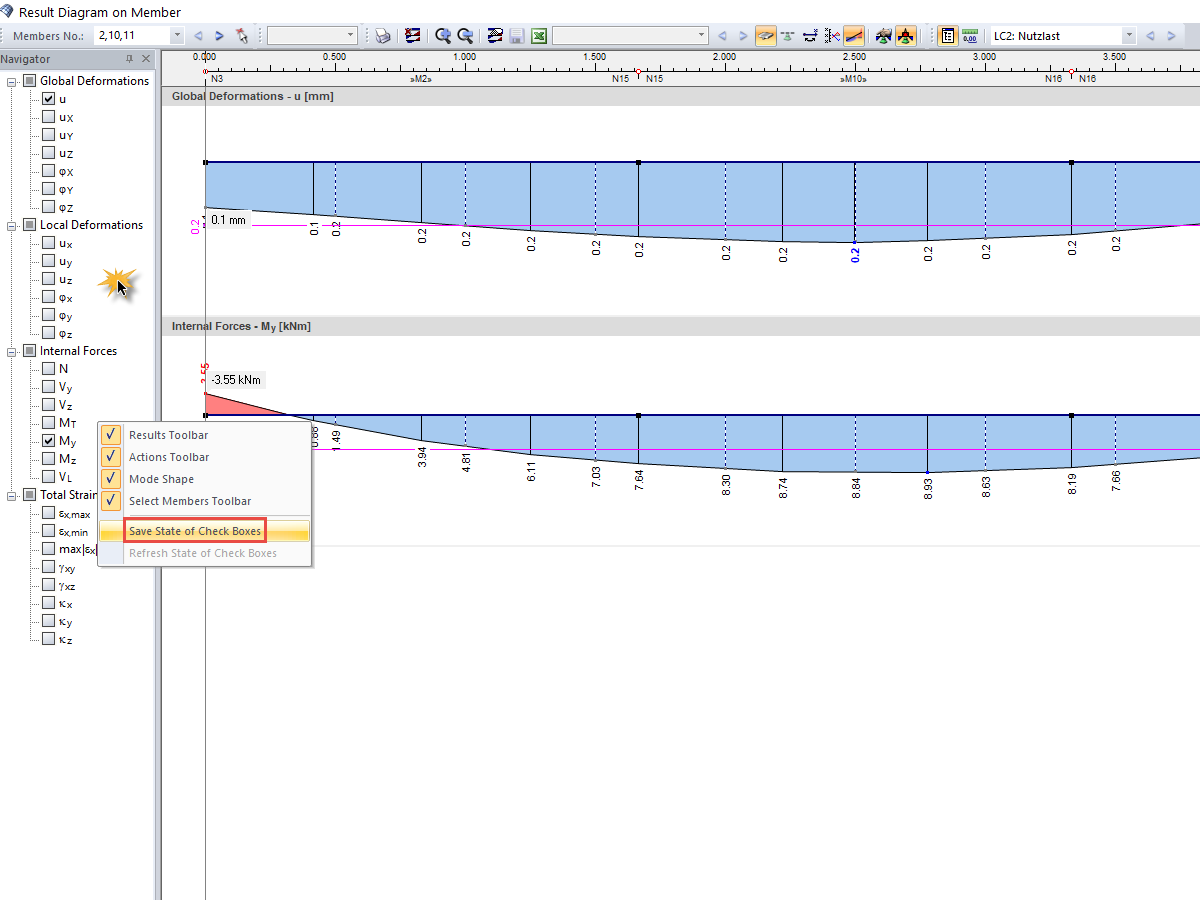 Saving Individual Settings in Result Diagrams in Member