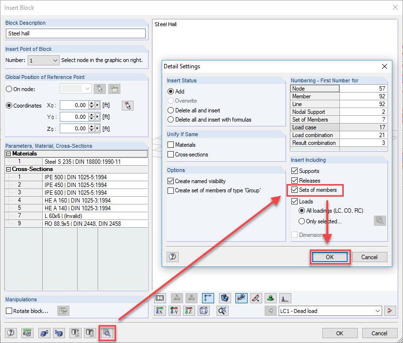 Import of Member Sets when Inserting Blocks