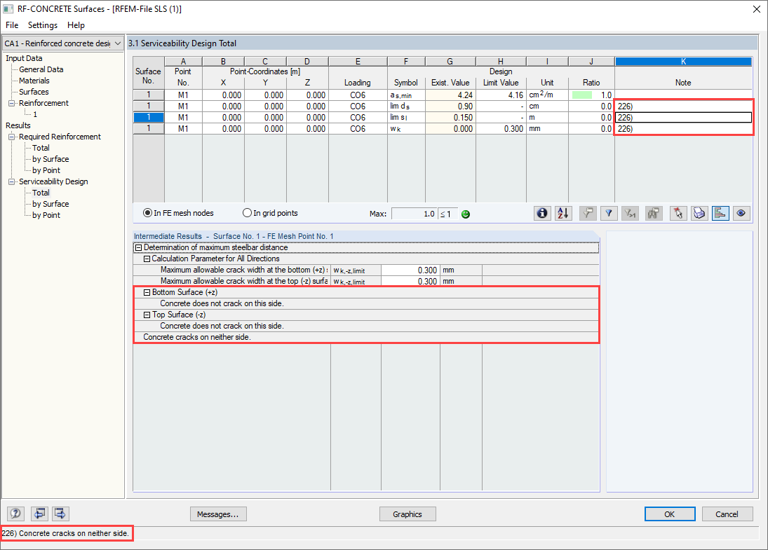 Error Message 226 in RF-CONCRETE Surfaces
