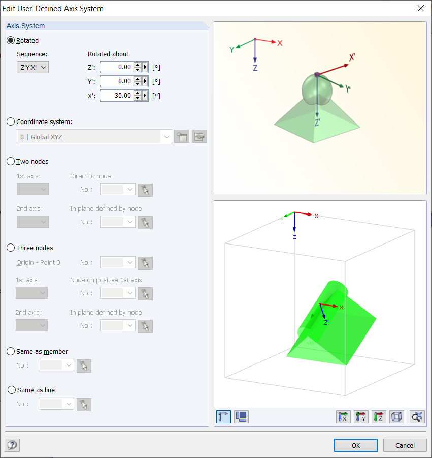 Editing User-Defined Axis System