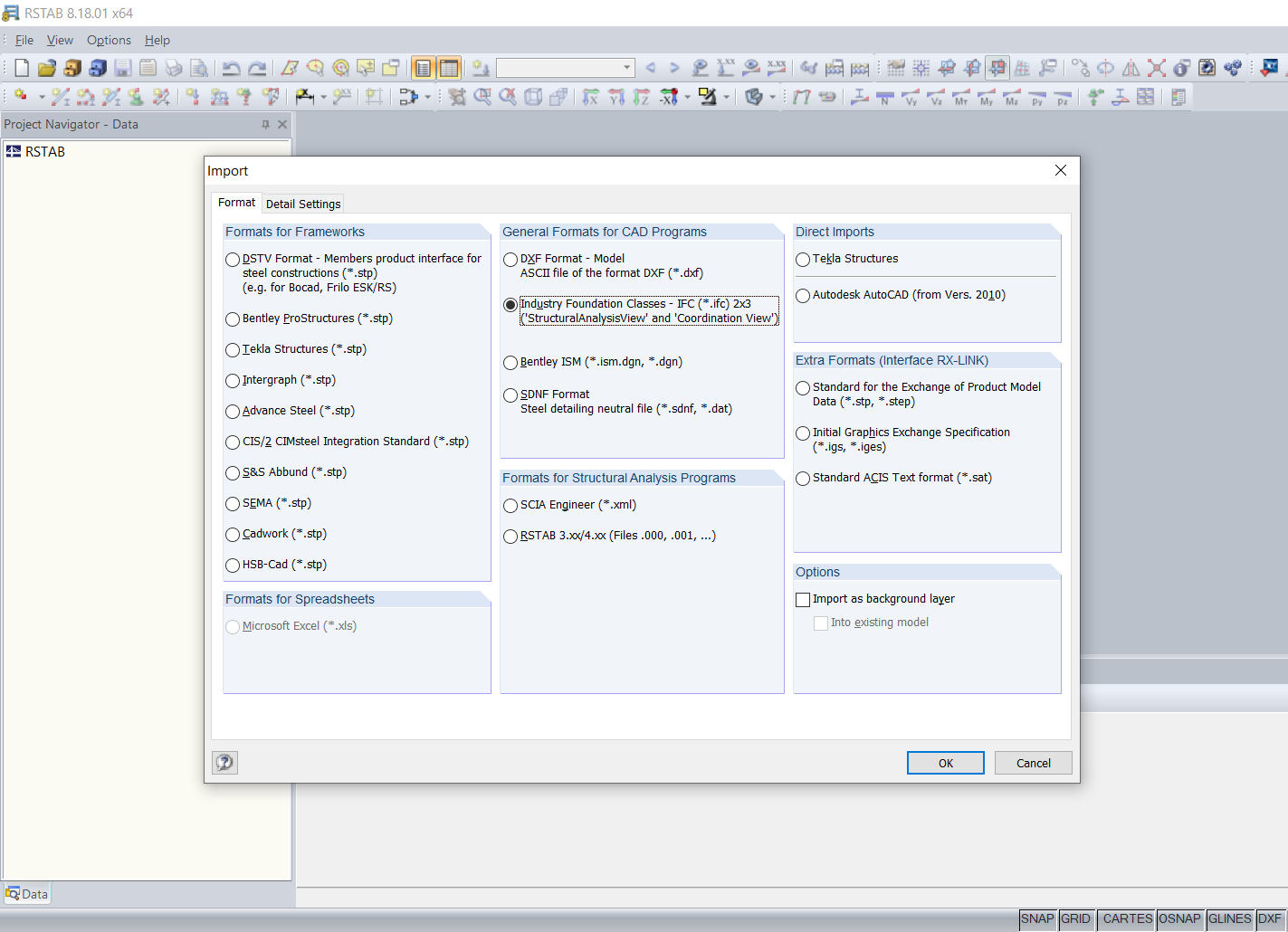 Import Formats and Interfaces in RFEM and RSTAB