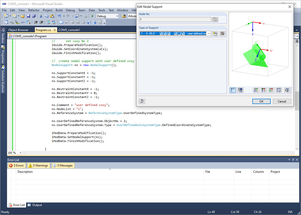 User-Defined Coordinate System via COM Interface