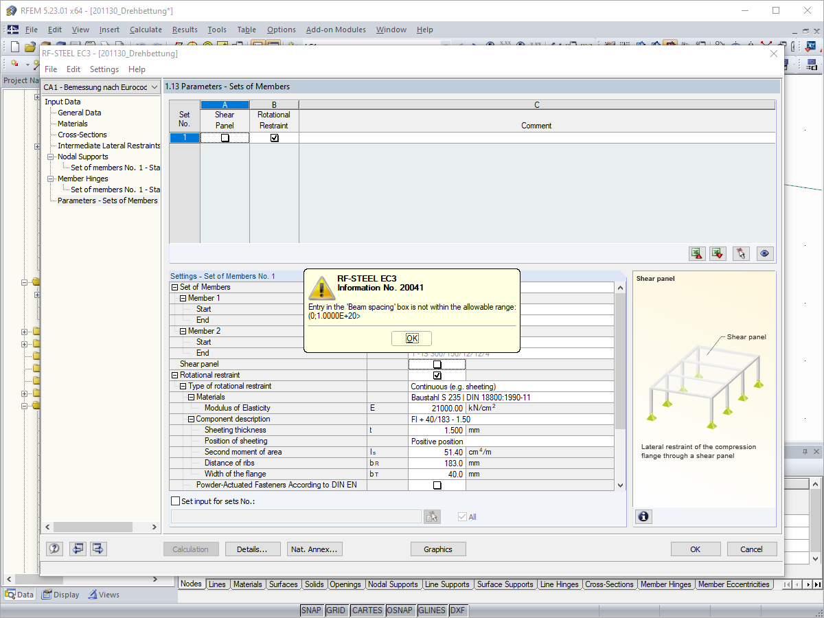 Error Message "Entry in the 'Beam spacing' box is not