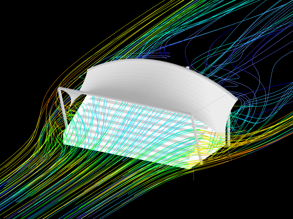 Steel Membrane Structure with Cable Guying and Staircase Underneath ...