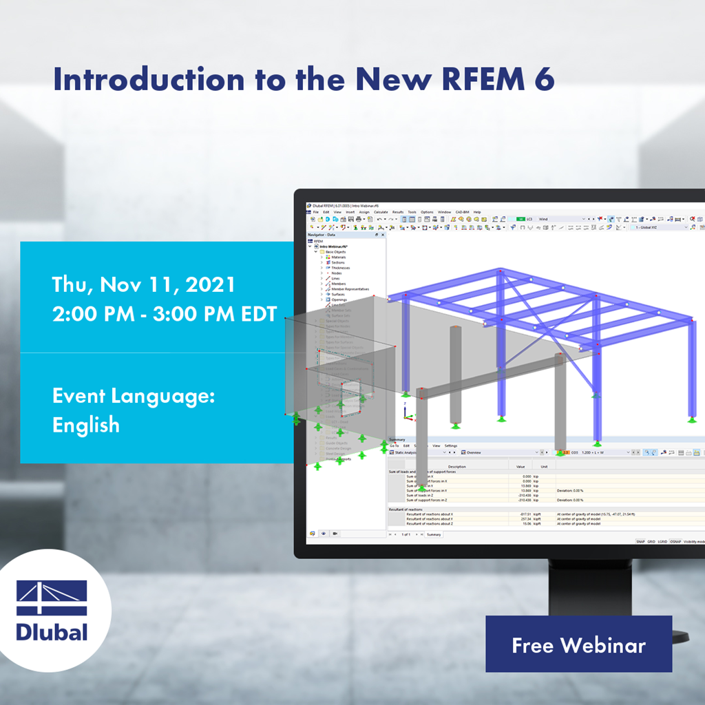 Webinar | Introduction to the New RFEM 6 (USA)| Thu, Nov 11, 2021 | 2:00 PM - 3:00 PM EDT