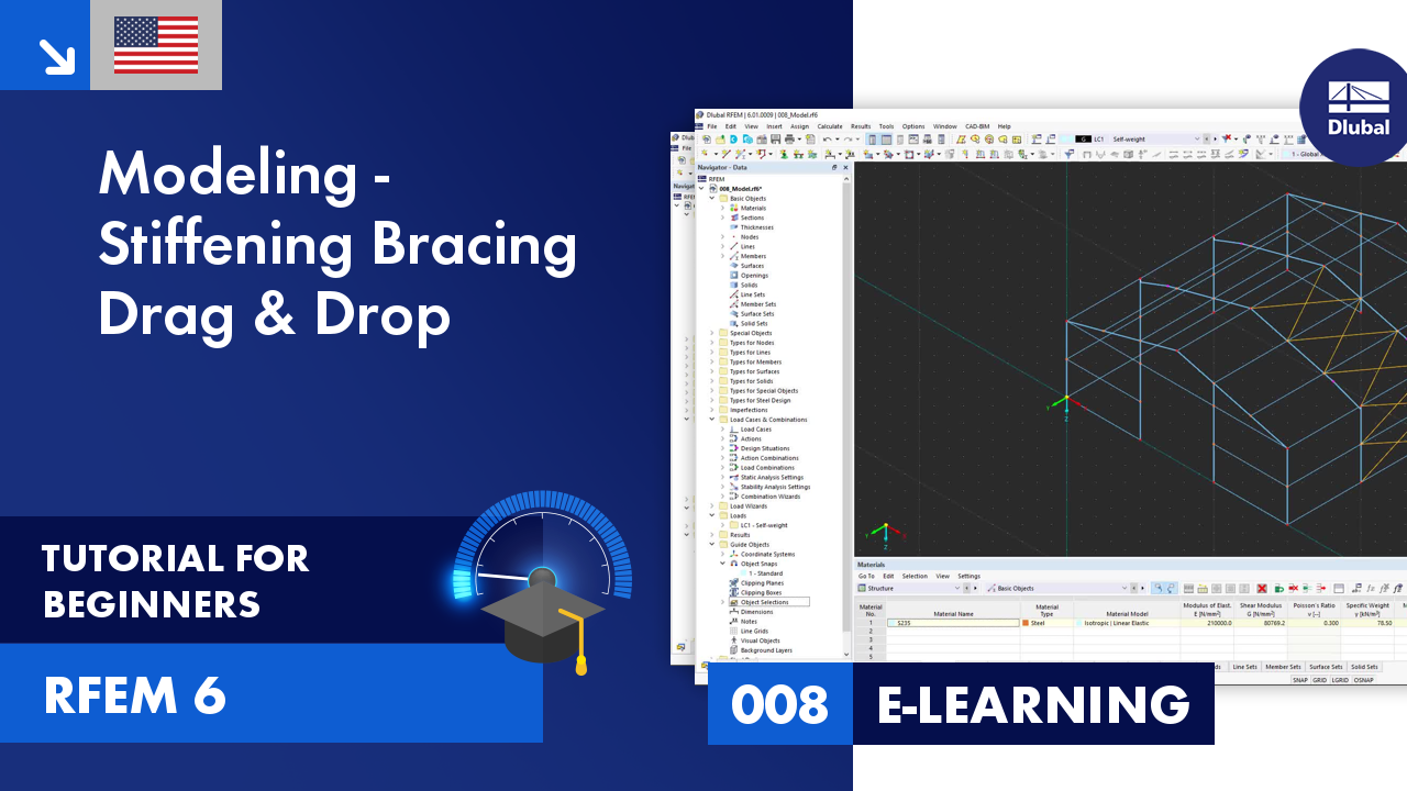 RFEM 6 Tutorial for Beginners | 008 Modeling | Stiffening Bracing ...
