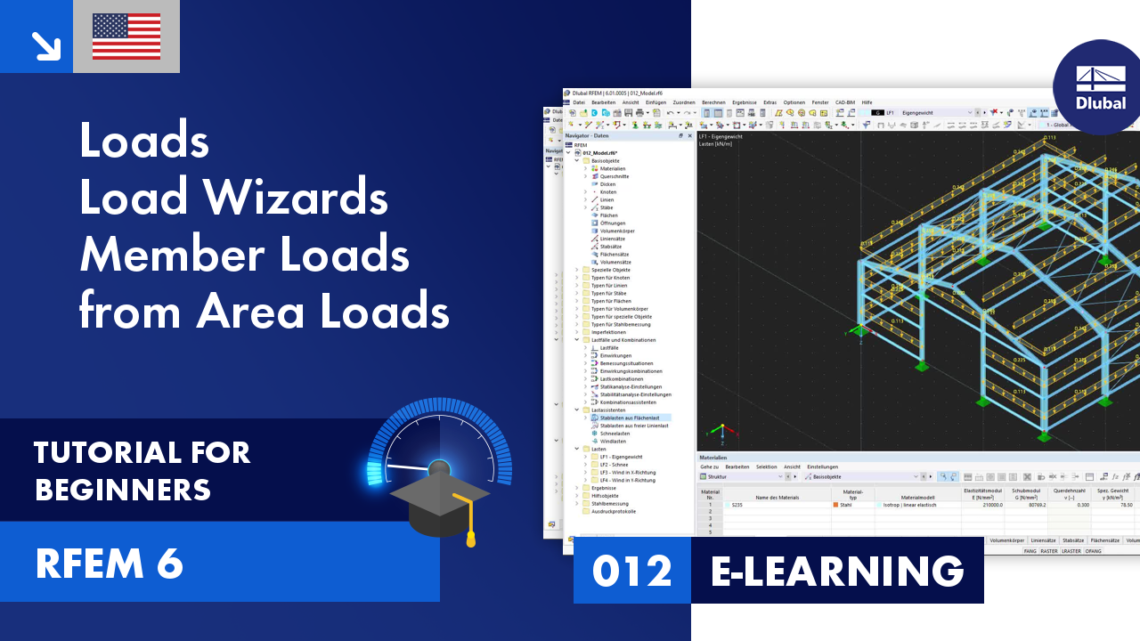 RFEM 6 Tutorial for Beginners | 012 Loads | Load Wizards | Member Loads from Area Loads