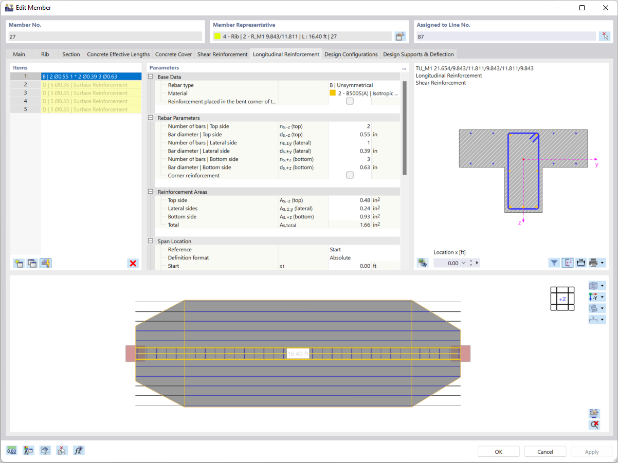 Individual Definition of Effective Flange Widths of Ribs per Segment