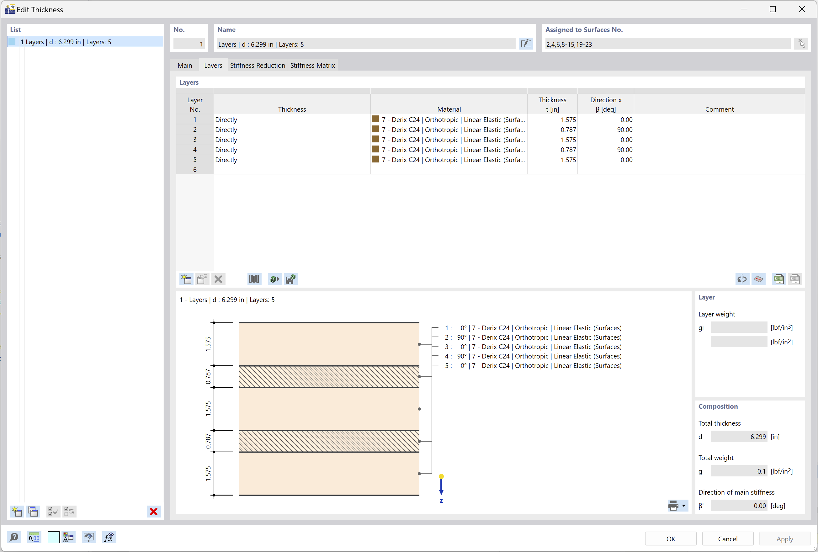Multilayer Surfaces (such as Laminate, CLT) for RFEM 6