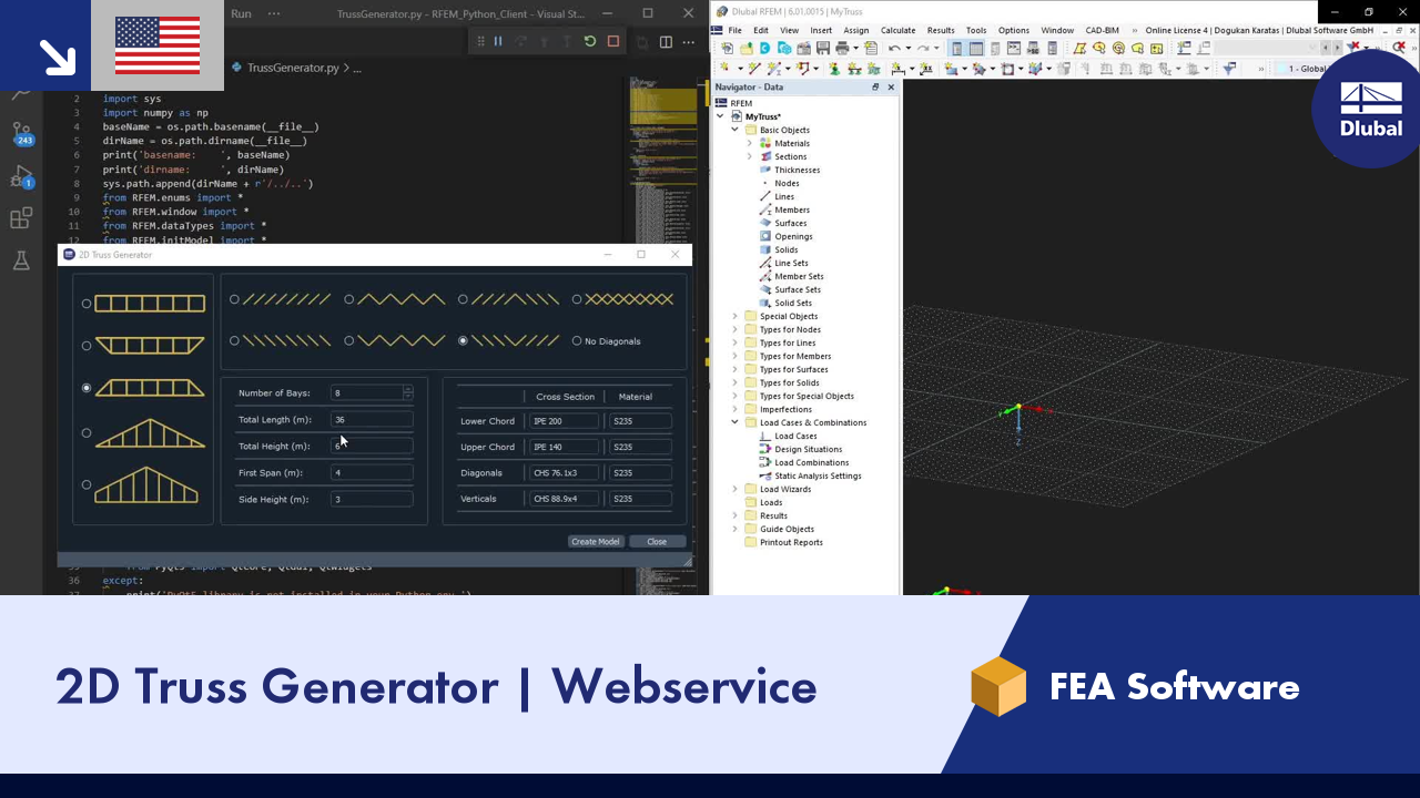 2D Truss Generator | Webservice | FEA Software