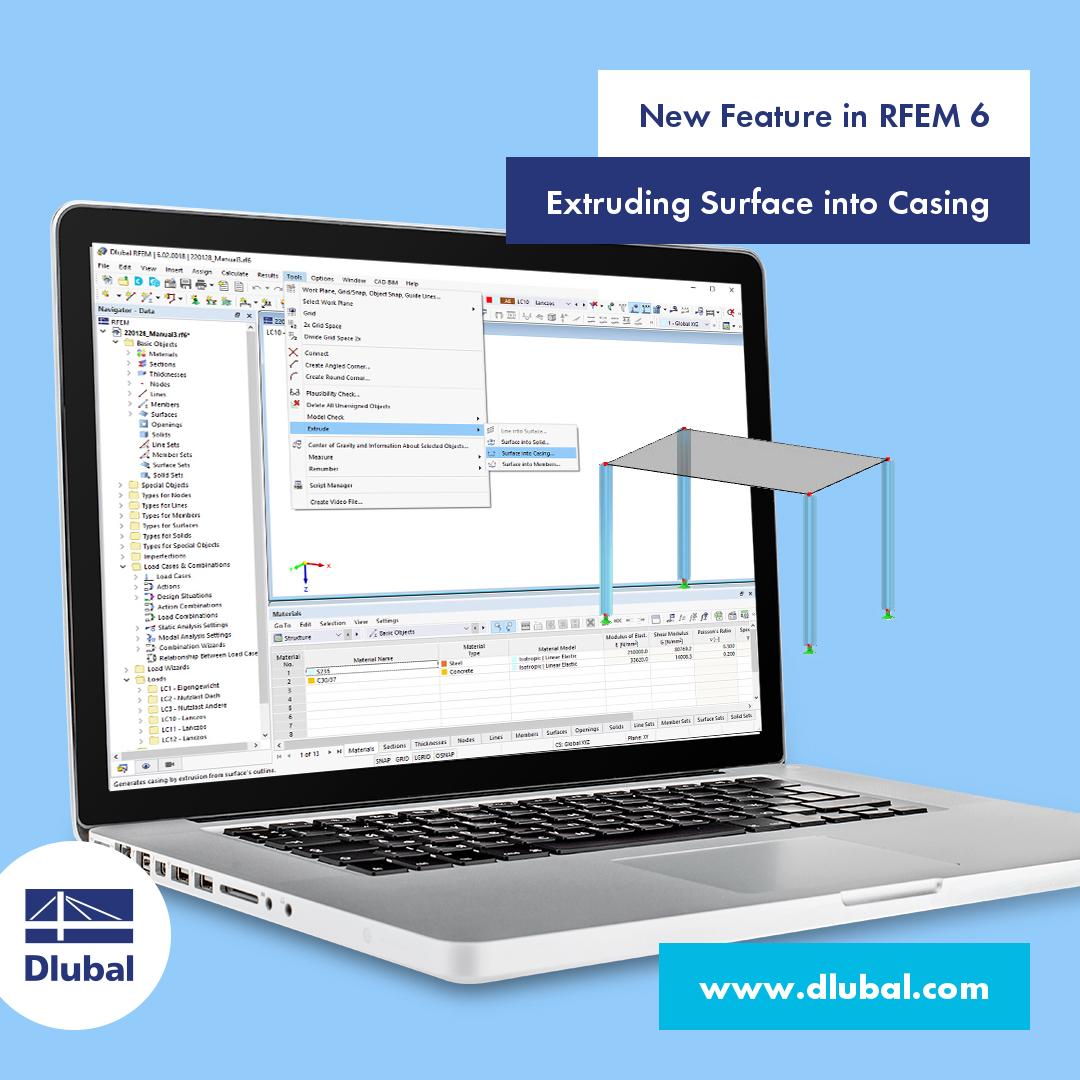 New Feature in RFEM 6 | Extruding Surface into Casing