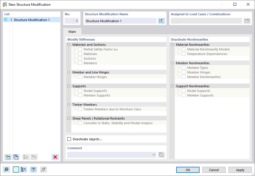 Dialog Box "New Structure Modification"