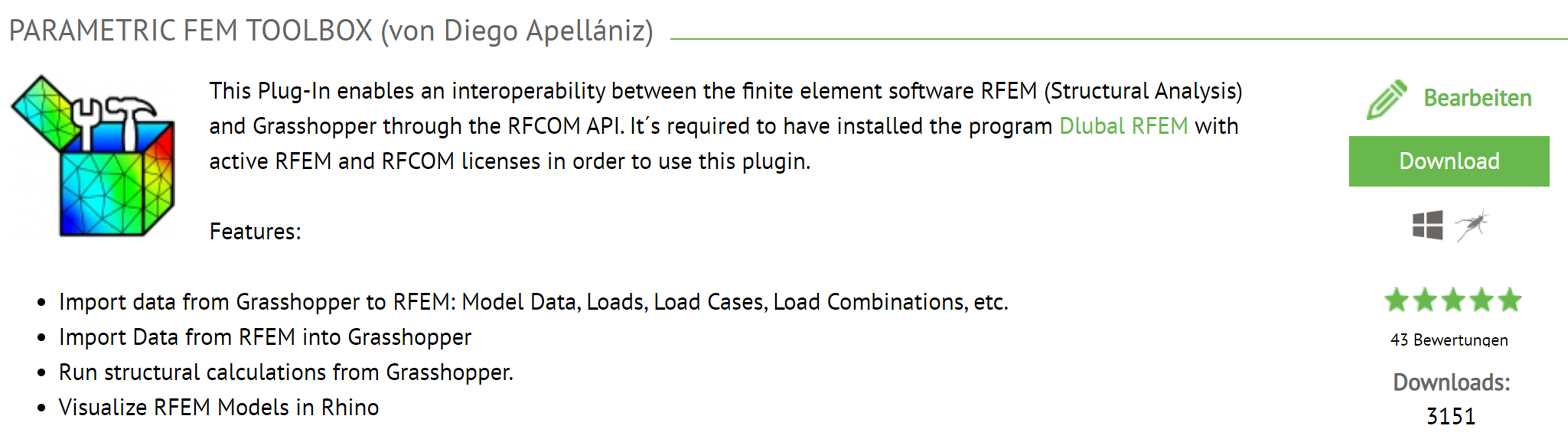 The Parametric FEM Toolbox is a Grasshopper plugin that is publicly available at https://www ...