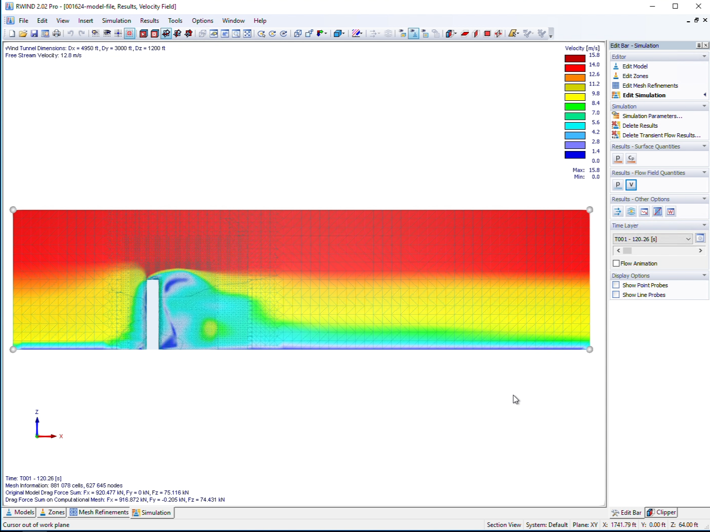Animation Wind Field in Vertical Section