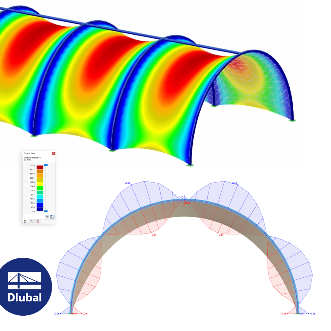 Arched Hall with Membrane Roof | Structural Analysis Model