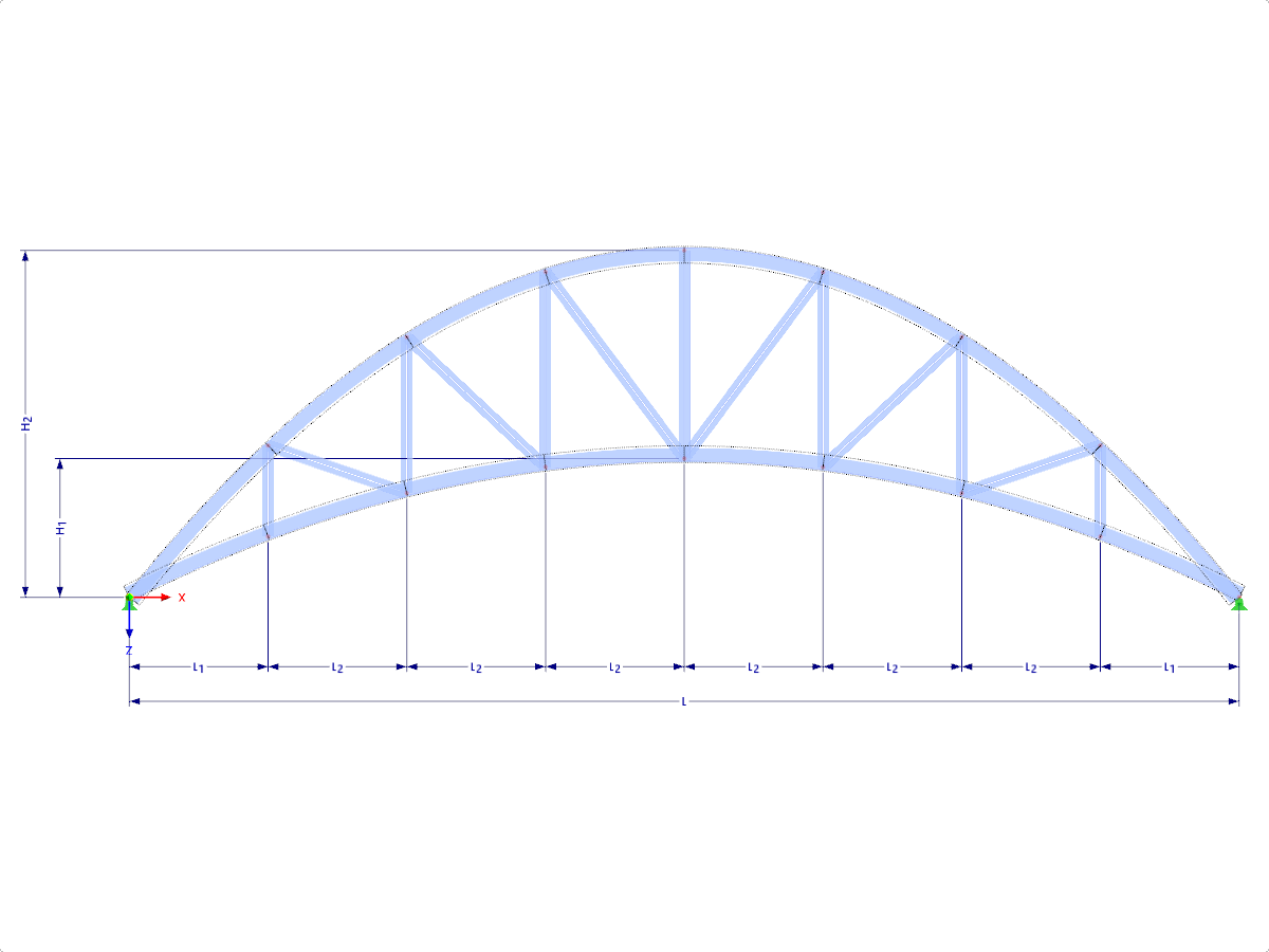 Model 001654 | FT750p-crv | Bowstring Truss with Parameters