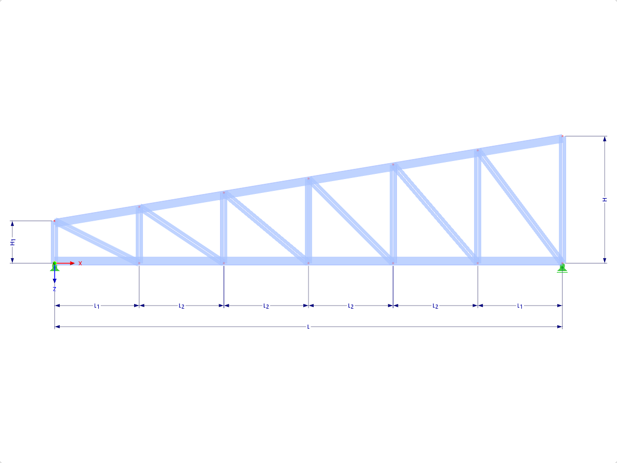 Model 001755 | FT250-a | Mono Pitched Trapezoidal Truss with Parameters