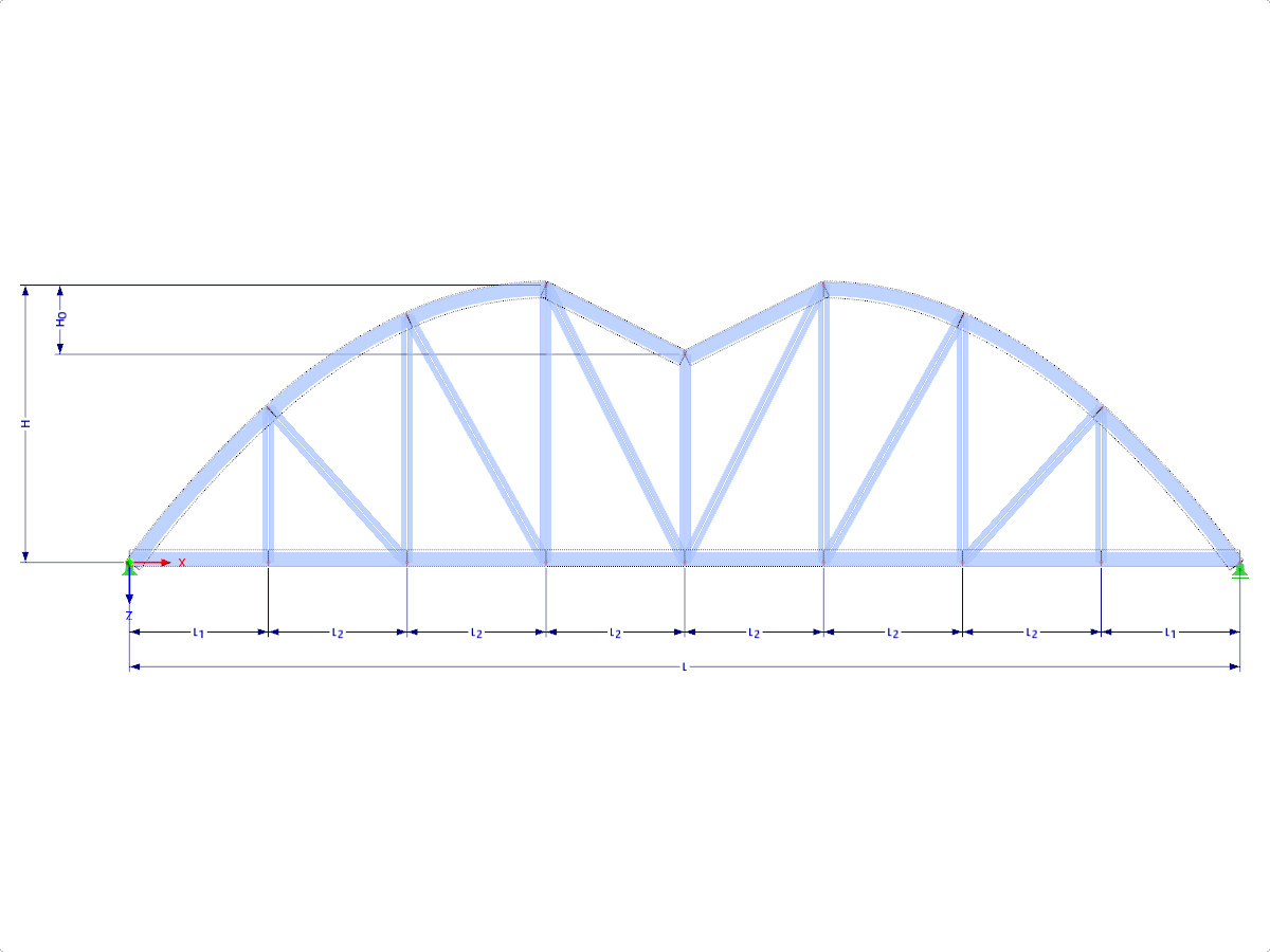 Model 001960 | FT751p-crv-b | Bowstring Truss with Parameters