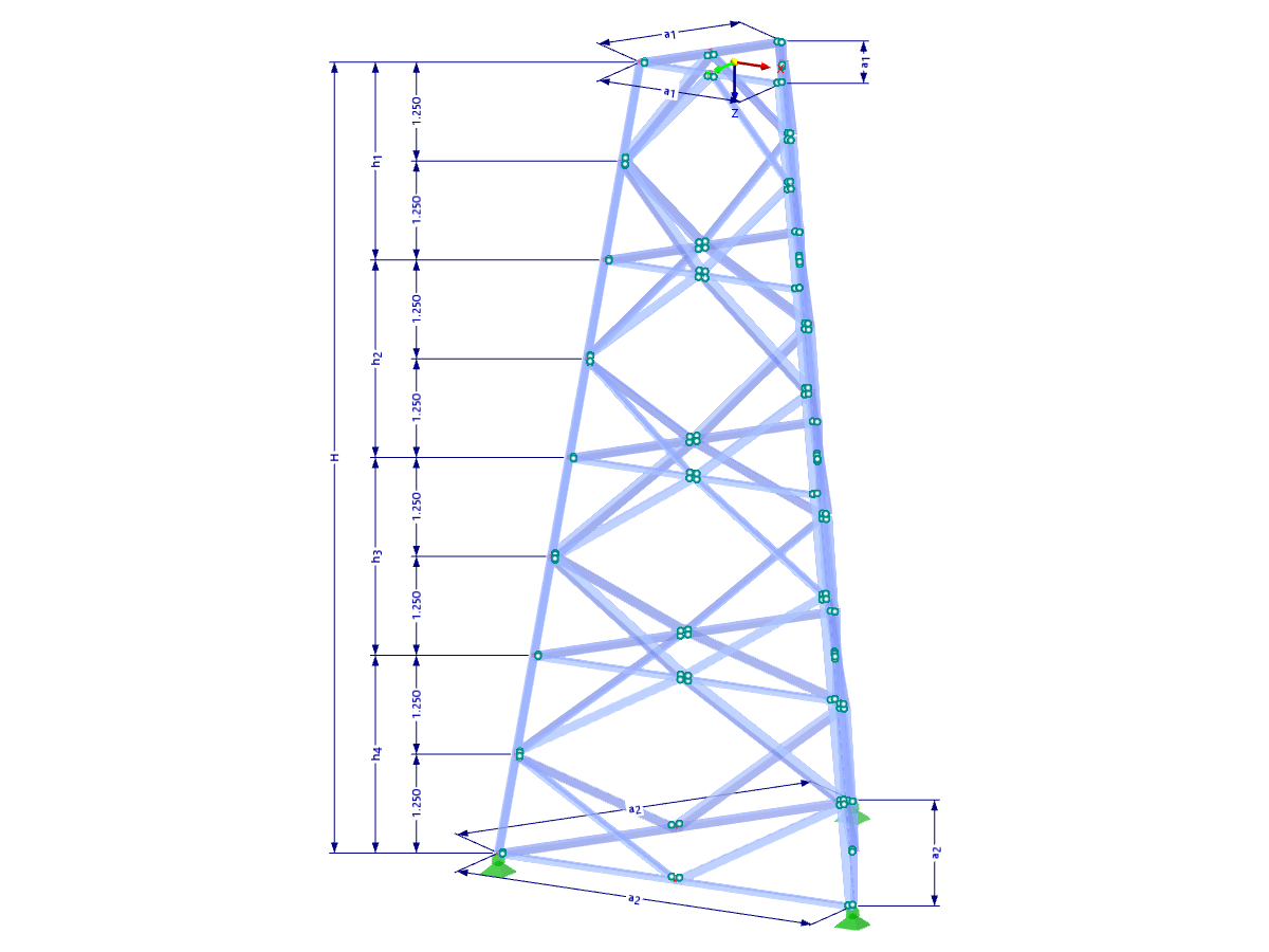 Model 002364 | TST040 | Lattice Tower | Triangular Plan | Rhombus Diagonals & Horizontals with ...