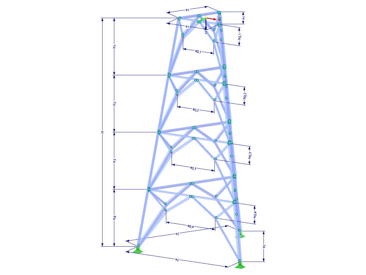 Model 002369 | TST052-b | Lattice Tower | Triangular Plan with Parameters