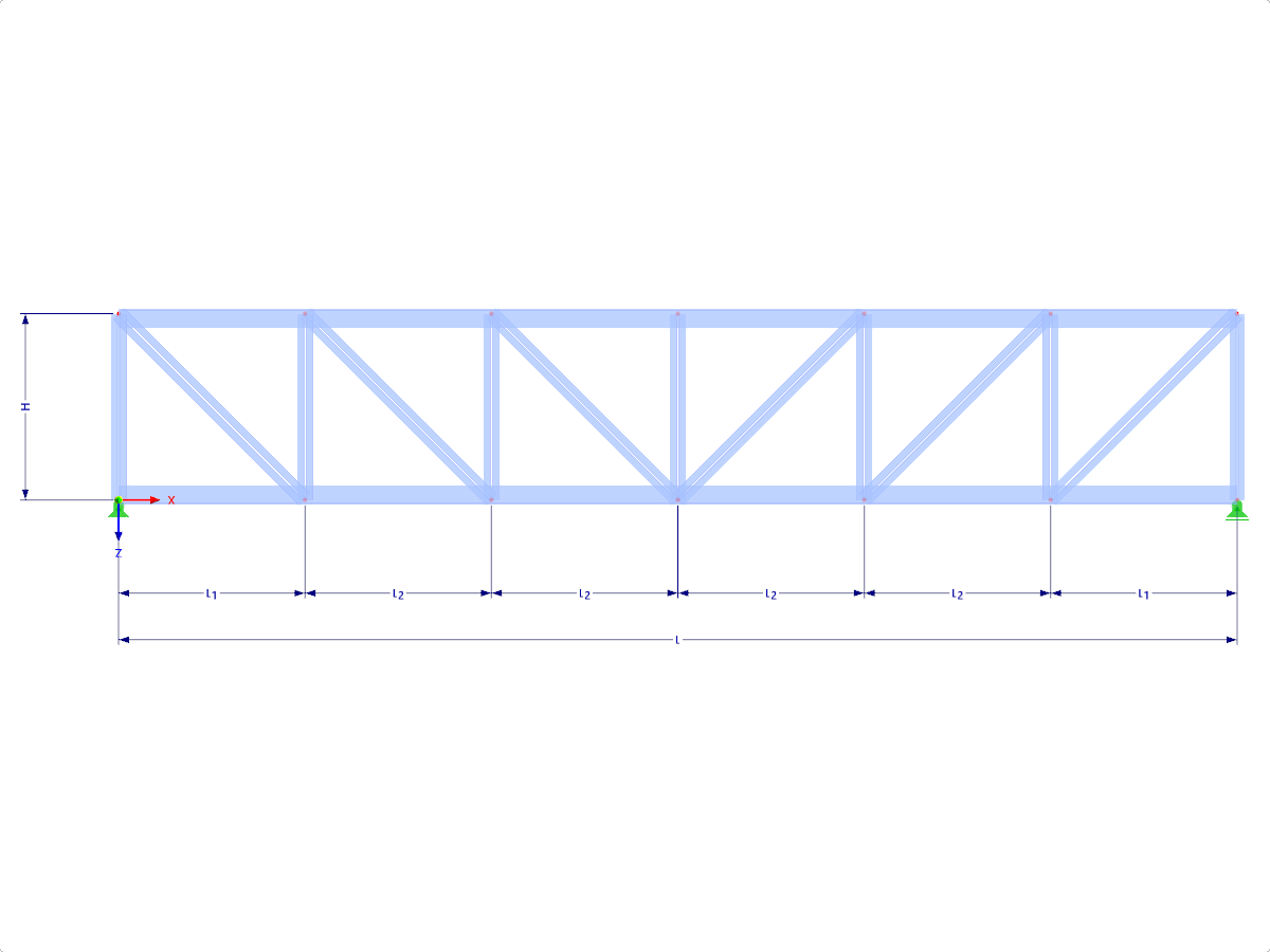 Model 003814 | FT001-a | Pratt Truss | Gravity Loads with Parameters