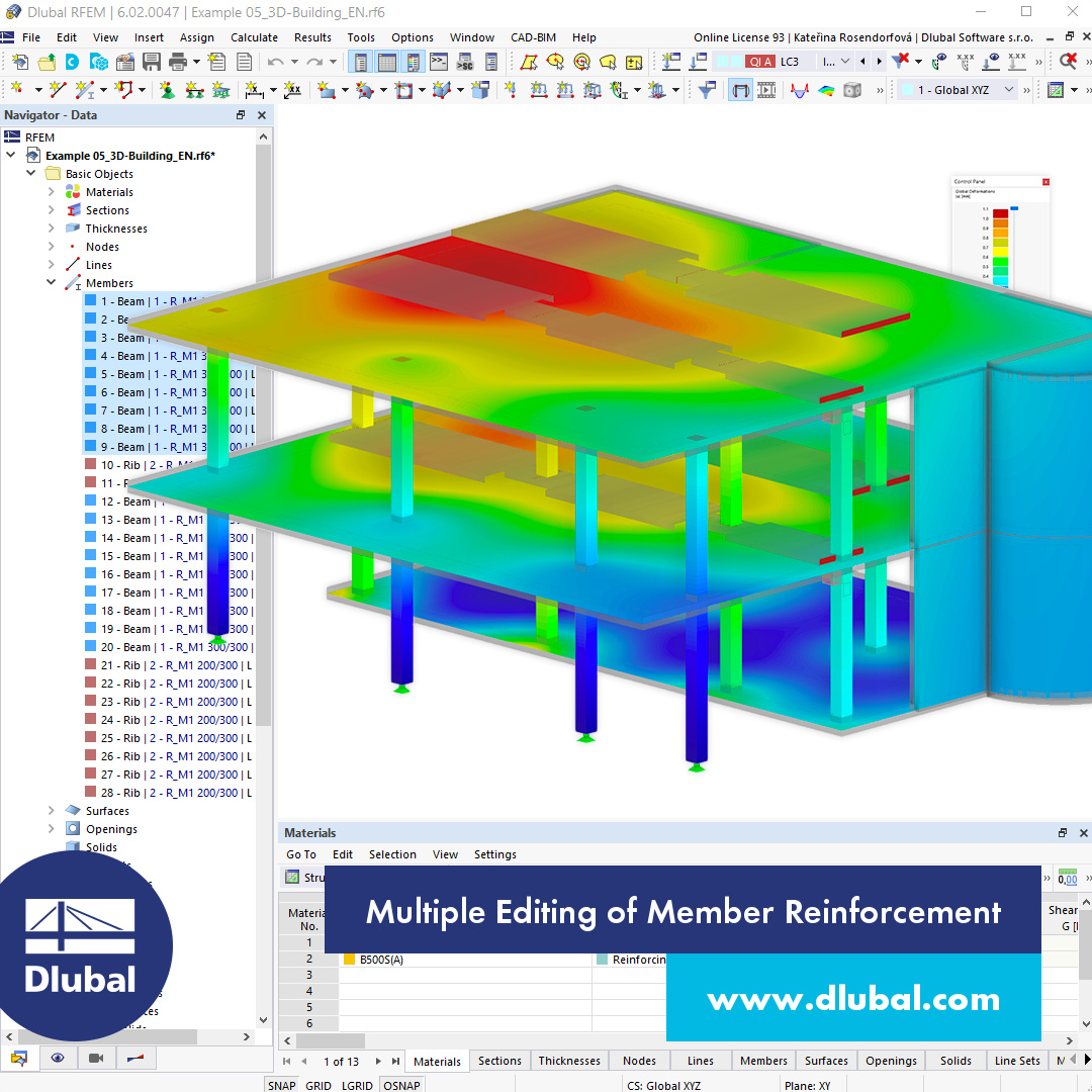 RFEM 6 & RSTAB 9: Multiple Editing of Member Reinforcement