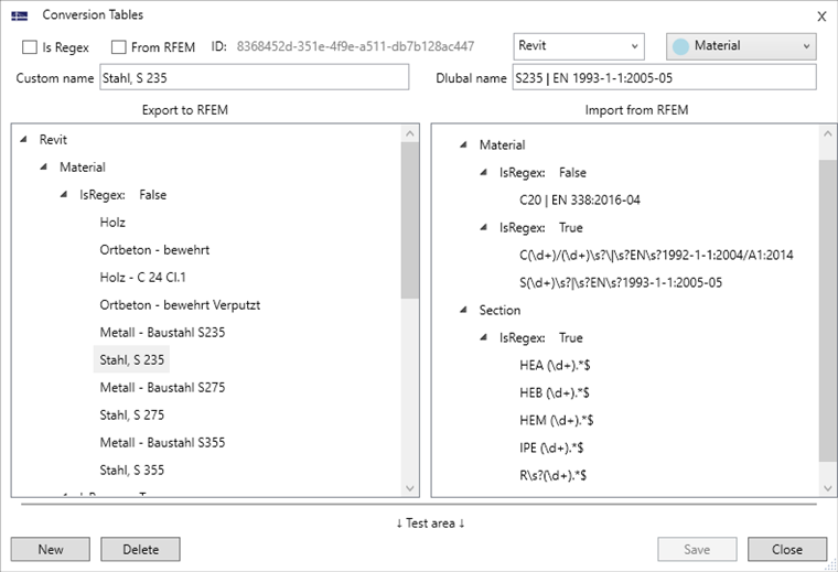 Conversion Tables | Revit | RFEM 6 | Interfaces