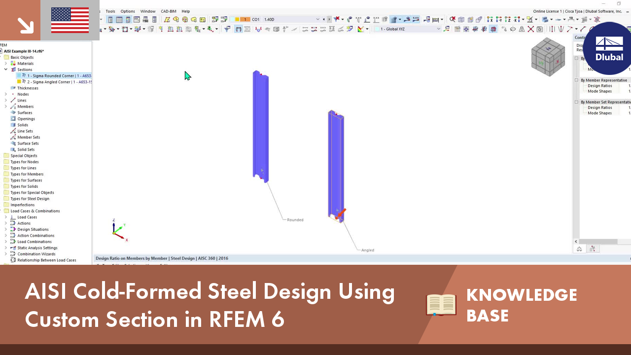 AISI Cold-Formed Steel Design Using Custom Section in RFEM 6 | KNOWLEDGE BASE