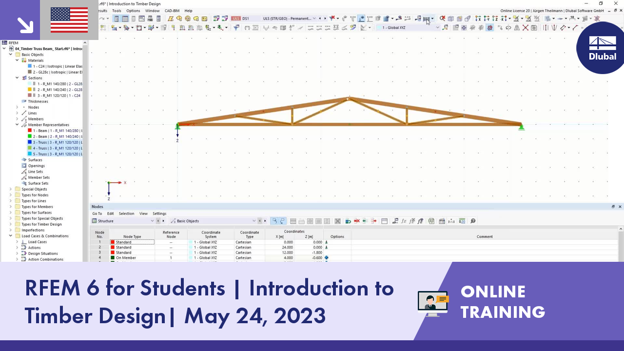 RFEM 6 for Students | Introduction to Timber Design | May 24, 2023