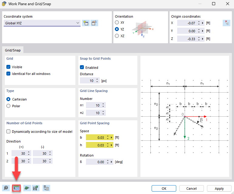 Adjusting Grid Point Spacing