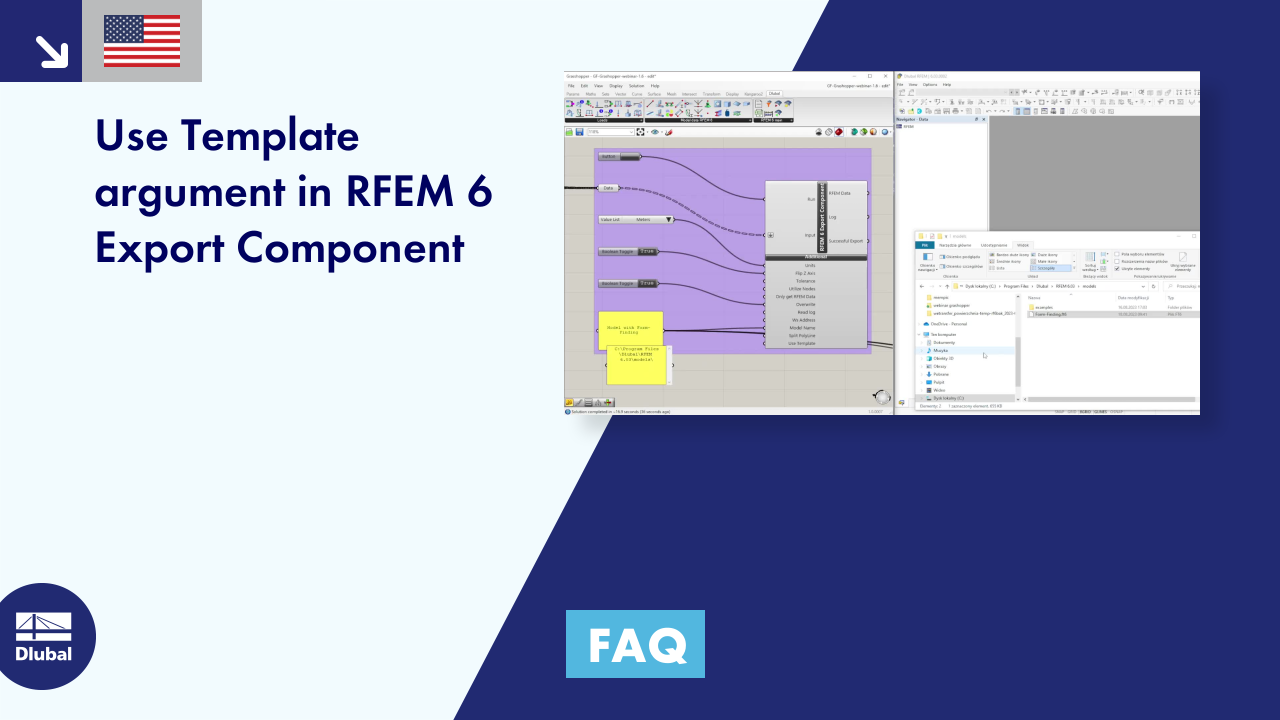 How can I use a template when exporting data from Rhino Grasshopper to RFEM 6?