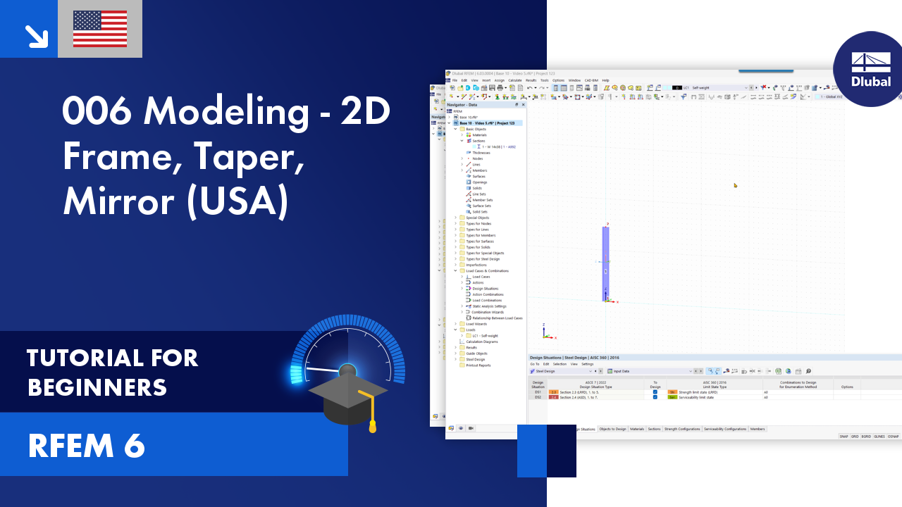 RFEM 6 Tutorial for Beginners | 006 Modeling | 2D Frame, Taper, Mirror ...