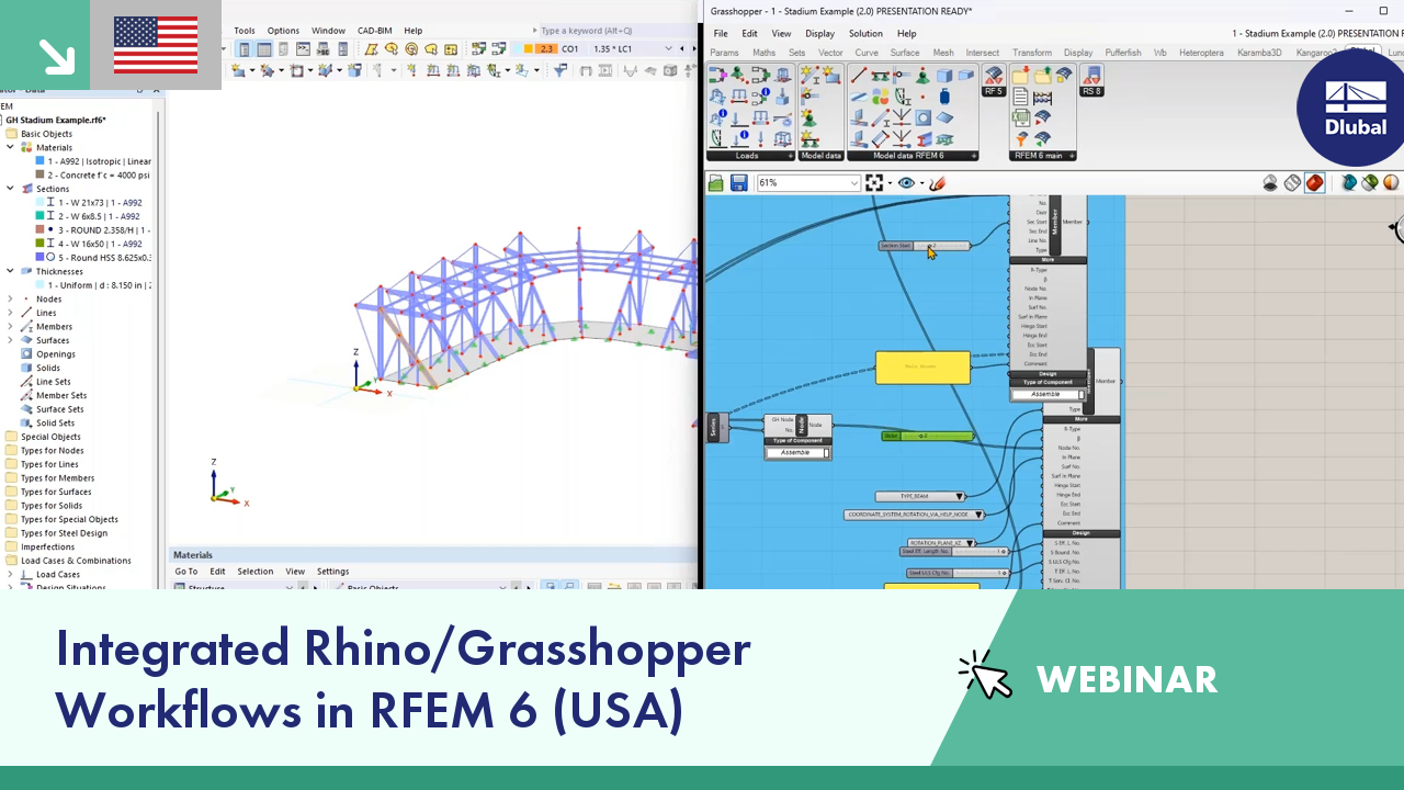 Integrated Rhino/Grasshopper Workflows in RFEM 6 (USA)
