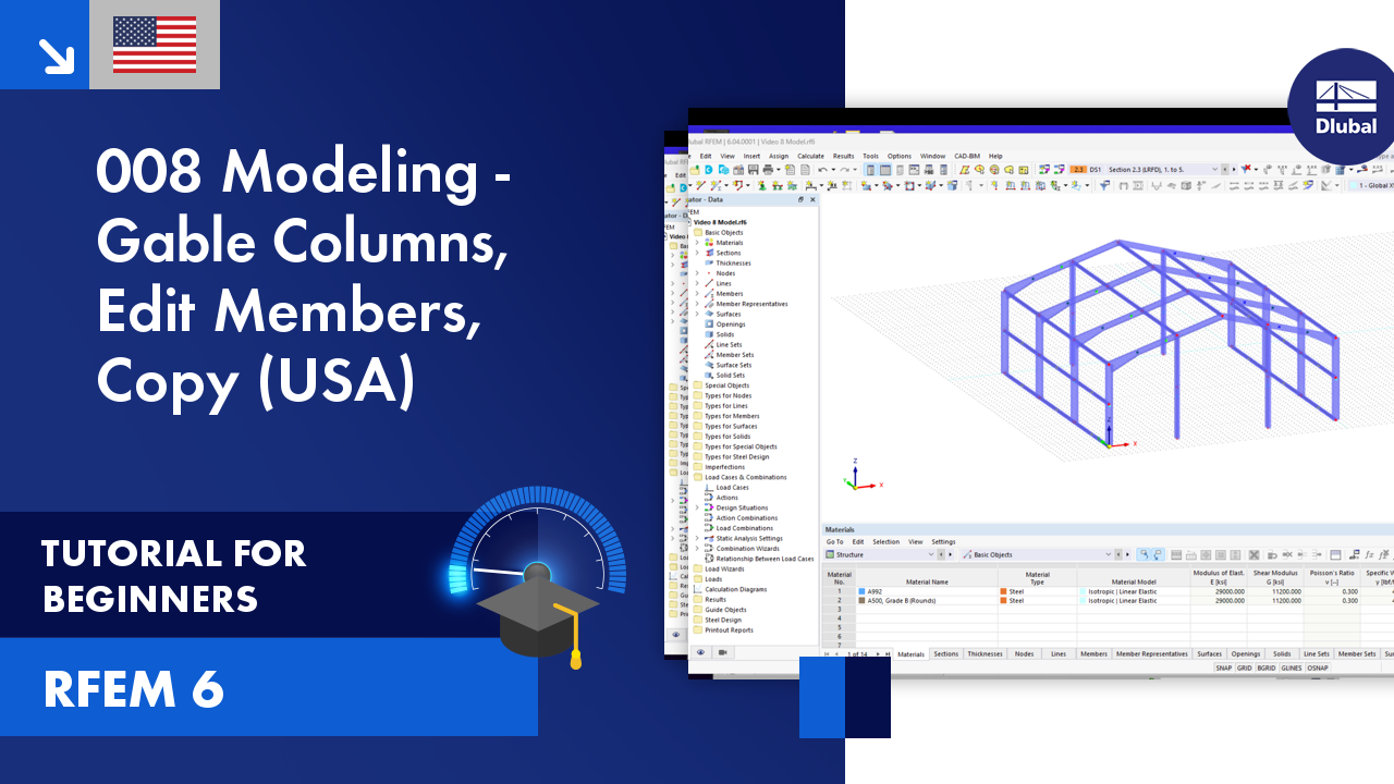 RFEM 6 Tutorial for Beginners | 008 Modeling | Stiffening Bracing ...