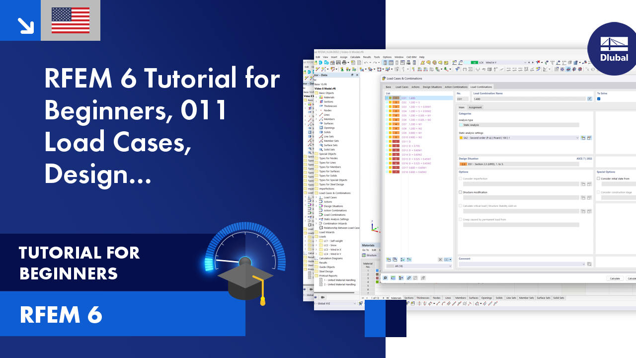 RFEM 6 Tutorial for Beginners | 011 Load Cases | Design Situations ...